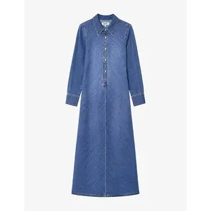 RO&ZO Denim Maxi Shirt Dress - Blue