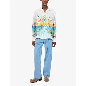 Casablanca Egypt Long-sleeve Printed Silk Shirt