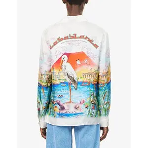Casablanca Egypt Long-sleeve Printed Silk Shirt