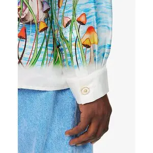 Casablanca Egypt Long-sleeve Printed Silk Shirt
