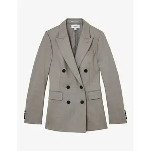 REISS Darcy Double-breasted Wool-blend Blazer - Light Grey