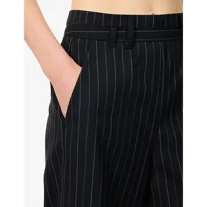 ME+EM Pinstriped Wide-leg Wool-blend Trousers