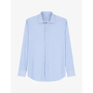 Boggi Milano Striped Long-sleeved Stretch-woven Shirt - Light Blue