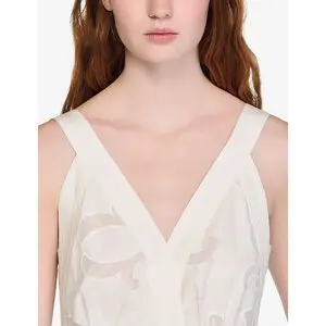 Sandro Floral V-neck Sleeveless Midi Dress