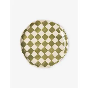 DAMSON MADDER Harlequin Tomato Ceramic Plates Set Of Two