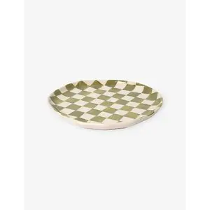 DAMSON MADDER Harlequin Tomato Ceramic Plates Set Of Two