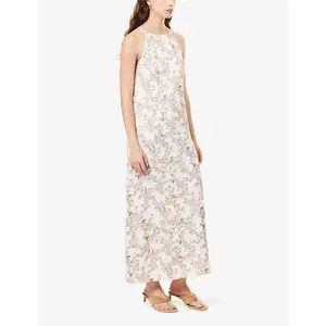 ME+EM Sleeveless Graphic-pattern Crepe Maxi Dress