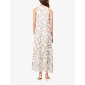 ME+EM Sleeveless Graphic-pattern Crepe Maxi Dress