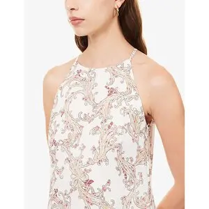 ME+EM Sleeveless Graphic-pattern Crepe Maxi Dress