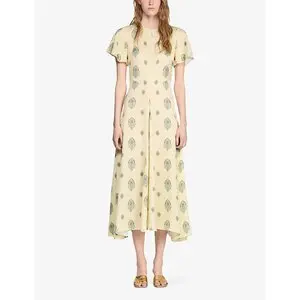 Sandro Paisley Print Woven Maxi Dress
