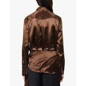 ABADIA Long-sleeve Classic-collar Satin Shirt