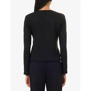 ME+EM Raw-edge V-neck Cotton-blend Sweatshirt