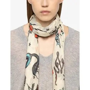 Zadig&Voltaire Kerry Tattoo-print Woven Scarf - Flash