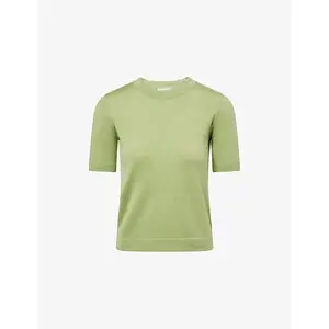 Max Mara Round-neck Short-sleeve Wool-blend Top