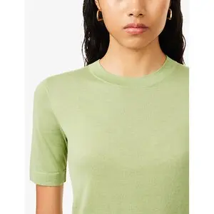 Max Mara Round-neck Short-sleeve Wool-blend Top