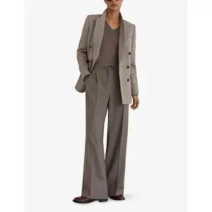 REISS Drawstring Waist Wide Leg Trousers