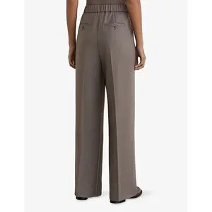 REISS Drawstring Waist Wide Leg Trousers