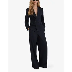 REISS Solene Double-breasted Wool-blend Blazer - Navy