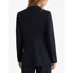 REISS Solene Double-breasted Wool-blend Blazer - Navy