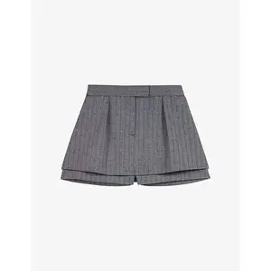 Maje Tailored Rhinestone-embellished Stretch-woven Skort
