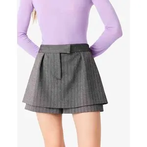 Maje Tailored Rhinestone-embellished Stretch-woven Skort