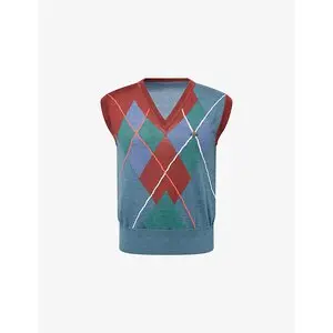 VIVIENNE WESTWOOD Argyle Logo-embroidered Wool-blend Vest - Multi