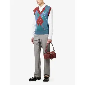 VIVIENNE WESTWOOD Argyle Logo-embroidered Wool-blend Vest