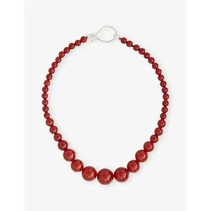 BEATRIZ PALACIOS Folklore Beaded Sterling Silver Necklace - Red/silver