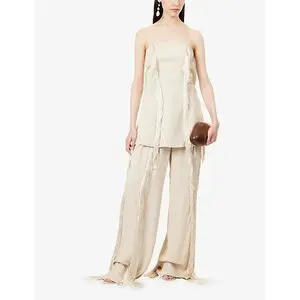 REBIRTH Sleeveless Fringed Woven Top