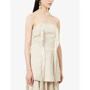 REBIRTH Sleeveless Fringed Woven Top