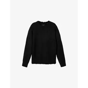 ALLSAINTS Wolf Distressed Long-sleeve Knitted Jumper - Black