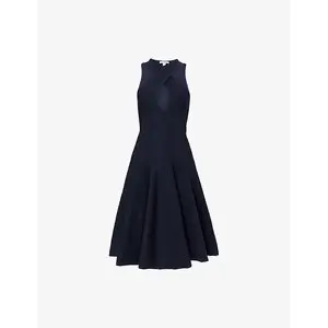 Alaïa Cross-over Knitted Silk-blend Midi Dress - Minuit