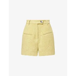 Oddmuse Tailored High-waist Bouclé Shorts - Chartreuse