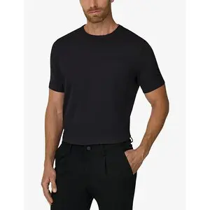 Boggi Milano Crewneck Short-sleeve Stretch Cotton-blend T-shirt - Black