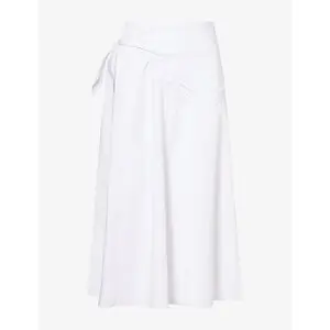 Vince A-line Cotton Midi Skirt With Self-tie Scarf - Optic White