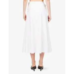 Vince A-line Cotton Midi Skirt With Self-tie Scarf