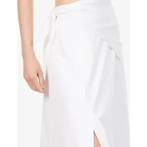 Vince A-line Cotton Midi Skirt With Self-tie Scarf