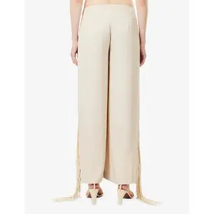 REBIRTH Beaded Fringe Woven Trousers