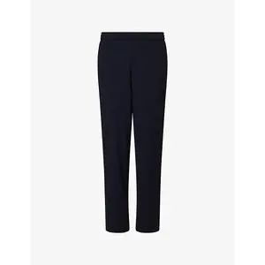 Giorgio Armani Elasticated-waistband Pinstripe Wool-trousers - Caviar