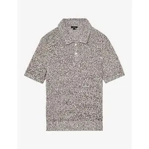 REISS Marco Marled Cotton-blend Polo Shirt - White Camel