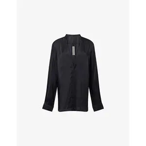 Rick Owens Larry V-neck Satin Shirt - Black