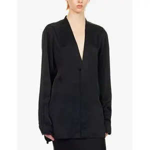 Rick Owens Larry V-neck Satin Shirt