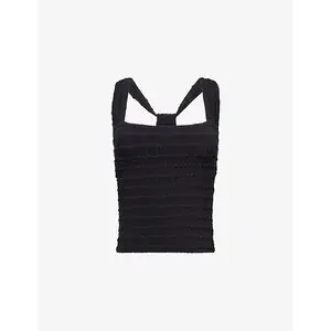 PEACHY DEN Cindy Racer-back Stretch-woven Top