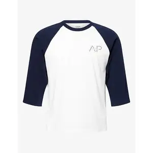 AUSTIN POST Raglan Baseball Spirit Cotton T-shirt - Navy