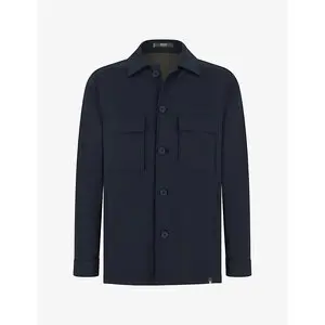 Boggi Milano Collared Zip-up Stretch-cotton Jacket - Navy Blue