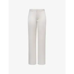 House Of Cb Amaria Relaxed-fit Satin Trousers - Cream
