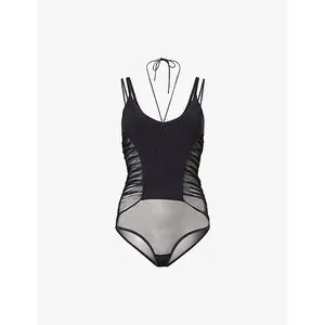 NENSI DOJAKA Sheer-panel Sleeveless Bodysuit - Black