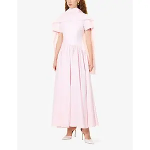 Mona Alshebil Drop-waist Pleated Cotton Maxi Dress