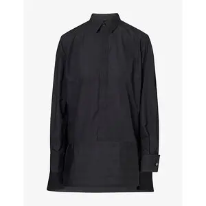 Sacai Pleated Asymmetric Woven Mini Dress - Black