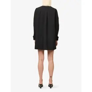 Sacai Pleated Asymmetric Woven Mini Dress